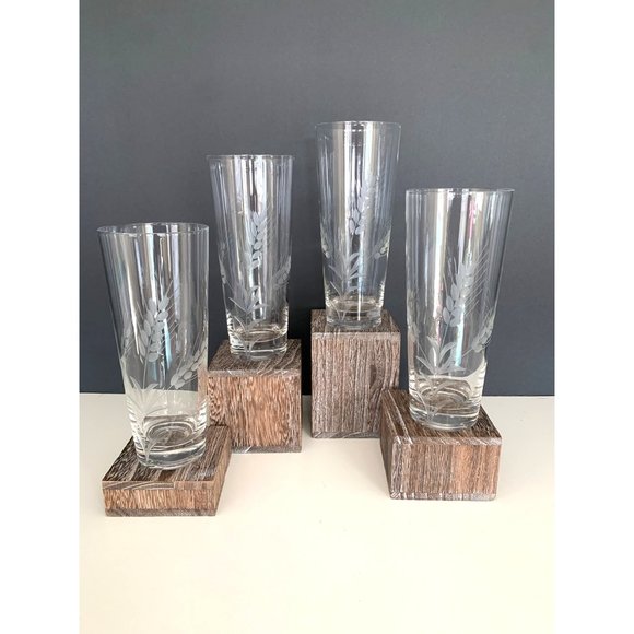 Unknown | Dining | Vintage Etched Wheat Highball Tom Collins Glass Set ...